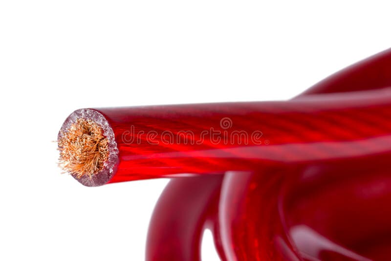 Red Electric Power Cable and Positive Contact Terminal CAR Batte Stock ...