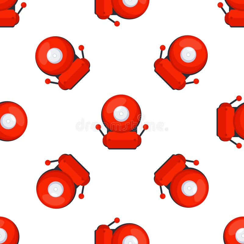 Red Electric School Bell Seamless Pattern on White Background Stock ...