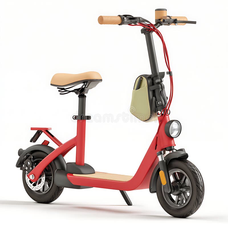 Red Electric Scooter with Beige Seat 3D Render Stock Illustration ...