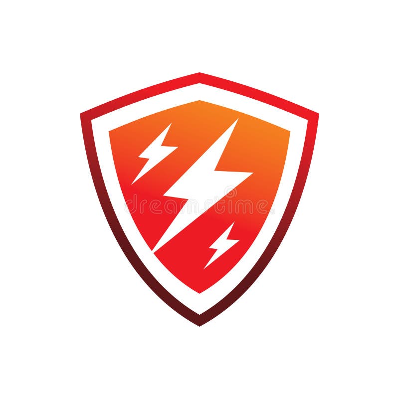 Red Shield Lightning Energy Logo Design Stock Illustration ...