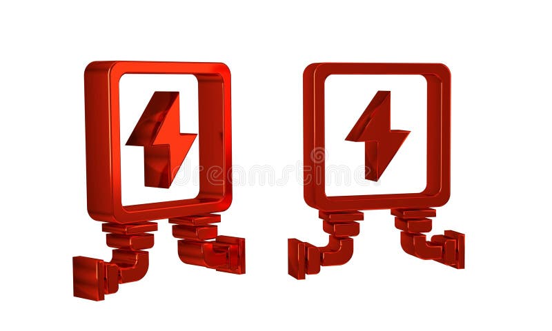 Red Electric Transformer Icon Isolated on Transparent Background. Stock ...
