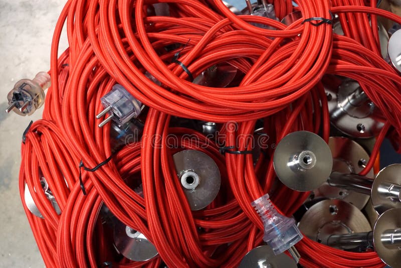 Red electric wire stock photo. Image of close, cable - 61498176
