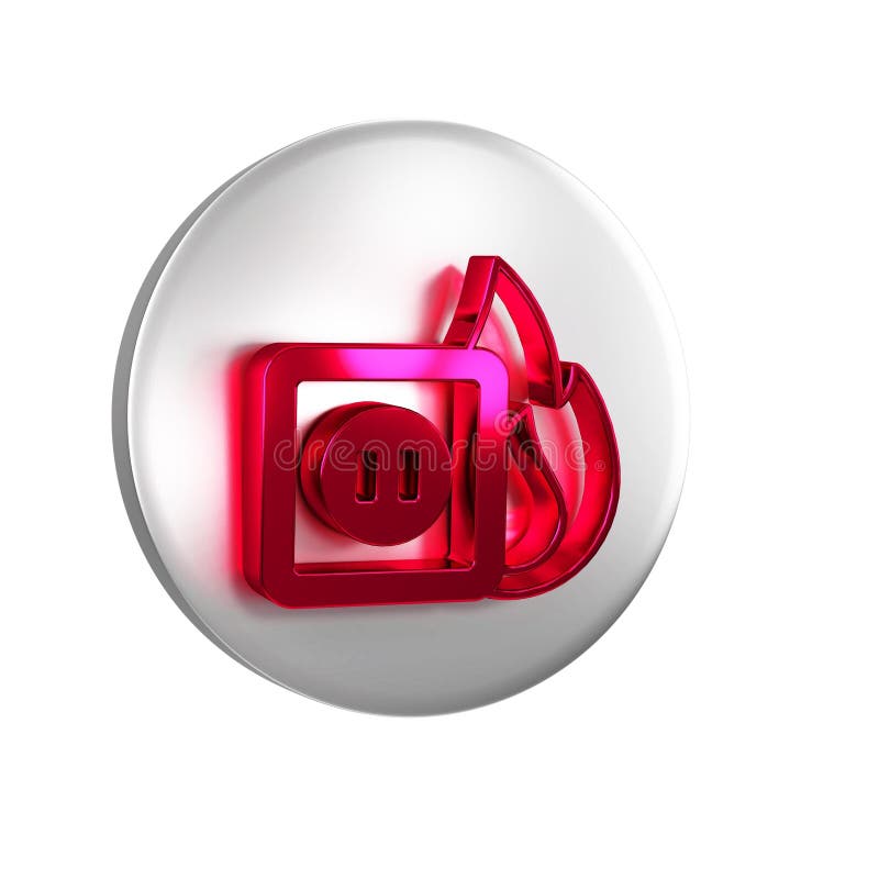 Red Electric Wiring of Socket in Fire Icon Isolated on Transparent ...