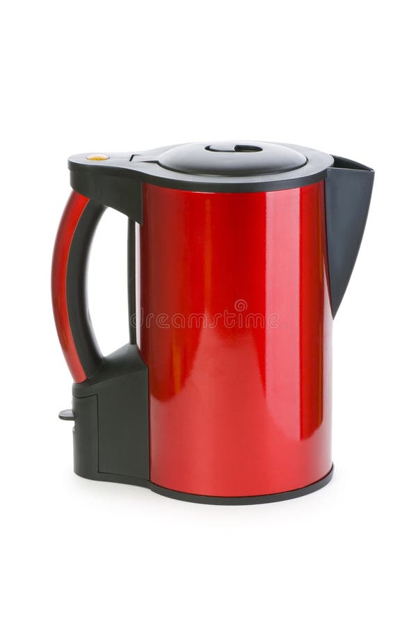Red Electrical Kettle Isolated Stock Image - Image of metal, boiling ...