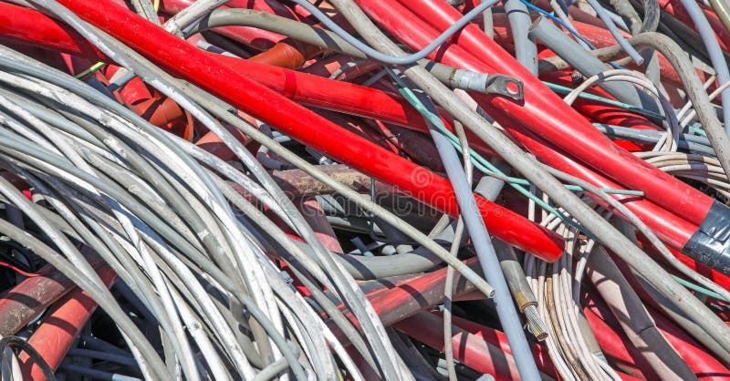 Red Electrical Wires in the Dump of Special Material Stock Photo ...