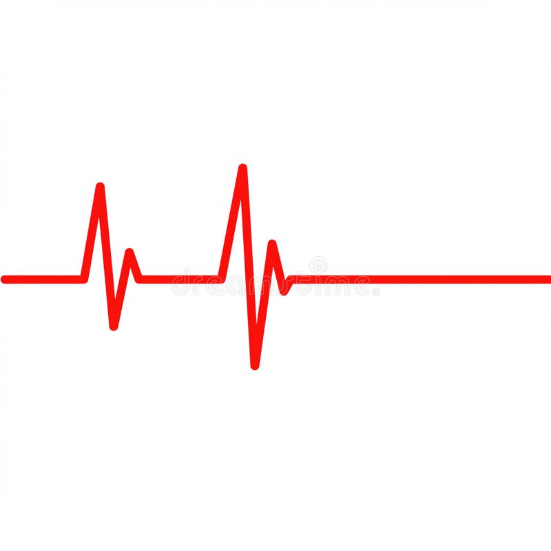 Red Electrocardiogram (ECG) Line on a White Background Features Peaks ...