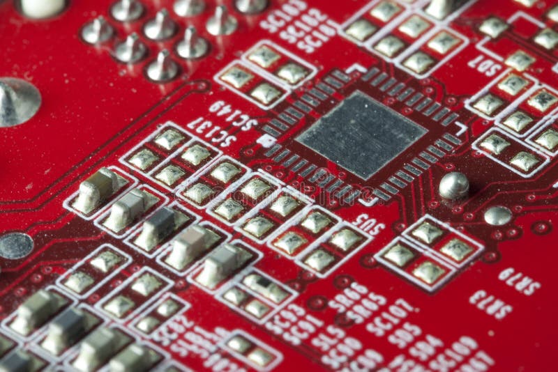 Red electronic circuit stock image. Image of detail, digital - 15114843