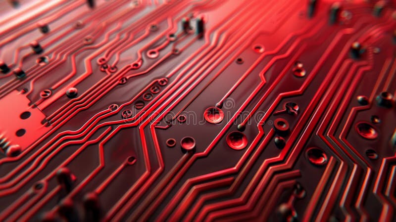 The Red Electronic Circuit Board.AI Generated Image Stock Image - Image ...