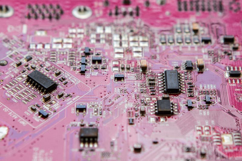 Red Electronic Circuit Board Stock Photo - Image of equipment ...