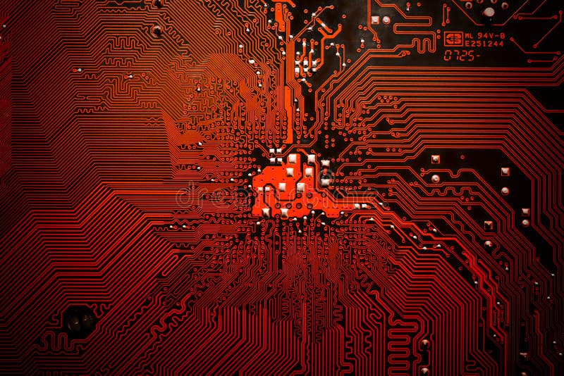 Red Electronic Micro Circuit Computer Stock Image - Image of electronic ...