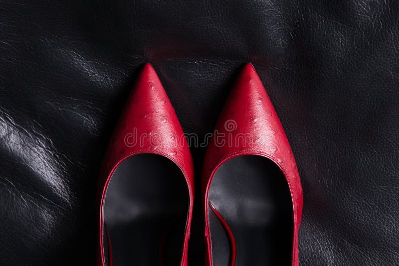 Red Elegant Shoes with a Sharp Toe Stock Photo - Image of leather ...