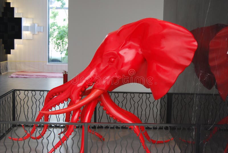 Red elephant of art editorial image. Image of surface - 121369940