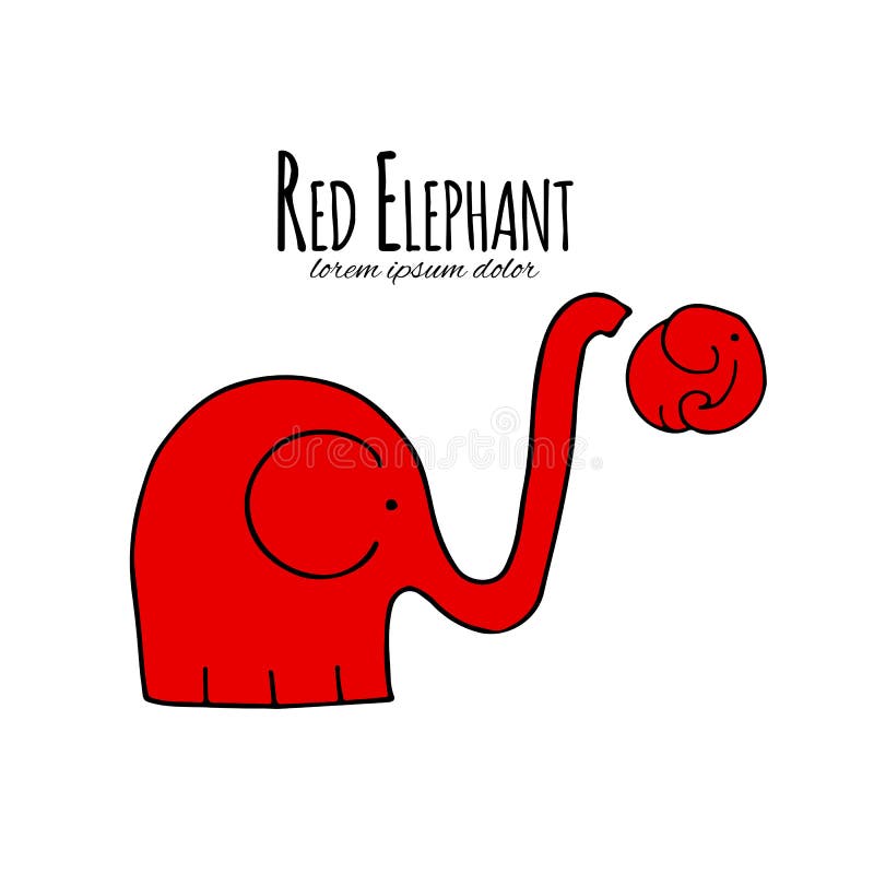 Red elephant design stock vector. Illustration of flat - 130772720