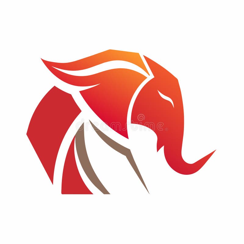 A Red Elephant Head Against a Plain White Backdrop, Design a Sleek and ...