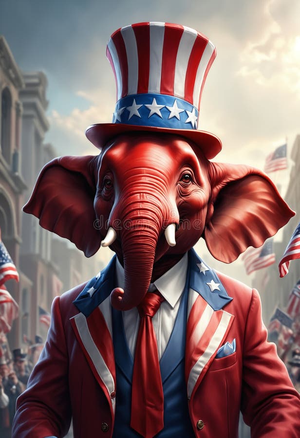 Red Elephant Wearing a Top Uncle Sam Hat. Generative AI Stock ...