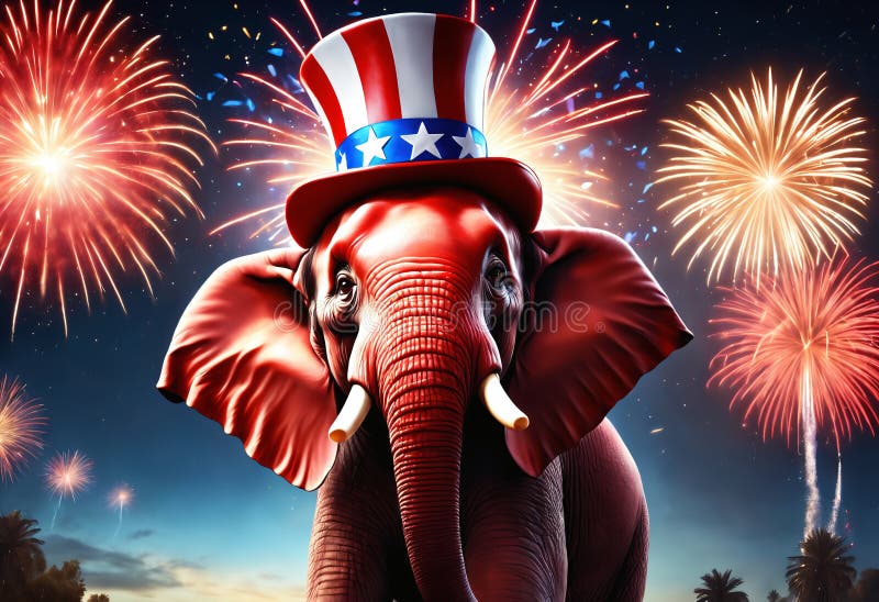 Red Elephant Wearing a Top Uncle Sam Hat. Generative AI Stock ...