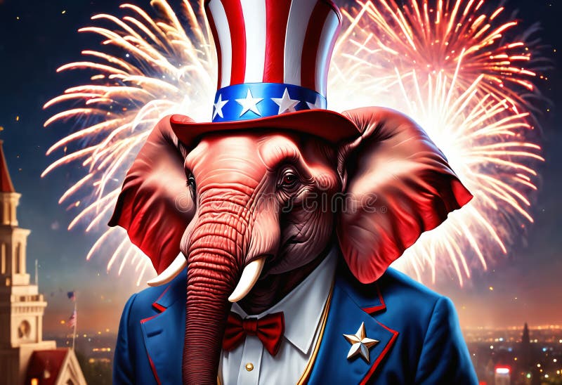 Red Elephant Wearing a Top Uncle Sam Hat. Generative AI Stock ...