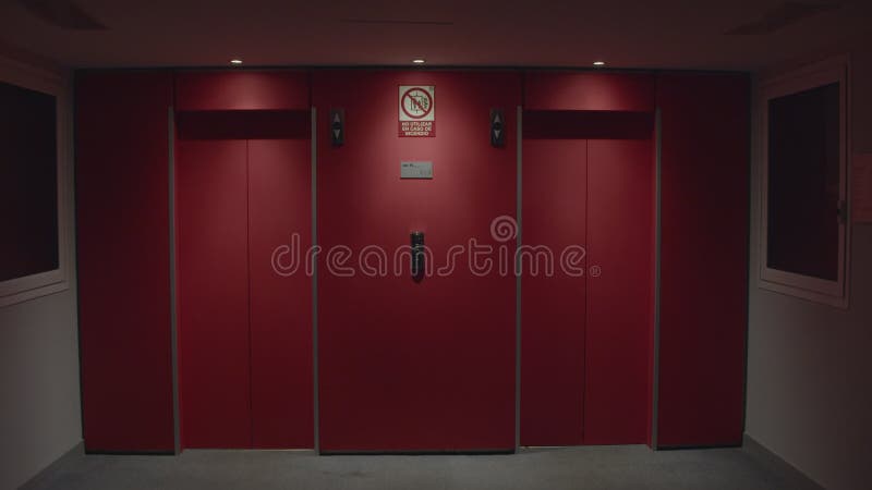 Red Elevator Doors Closing and Opening Repeatedly Stock Video - Video ...