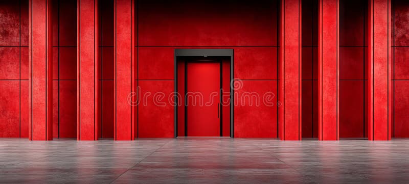 A Red Elevator in a Red Room with a Red Wall Stock Illustration ...