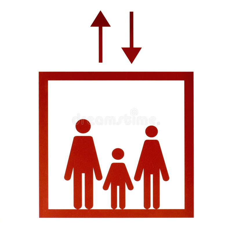 Red elevator sign stock photo. Image of silhouette, isolated - 58694798