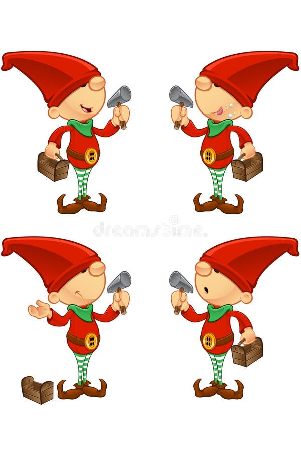 Red Elf - Hammer & Toolbox Stock Vector - Illustration of cute, cartoon ...