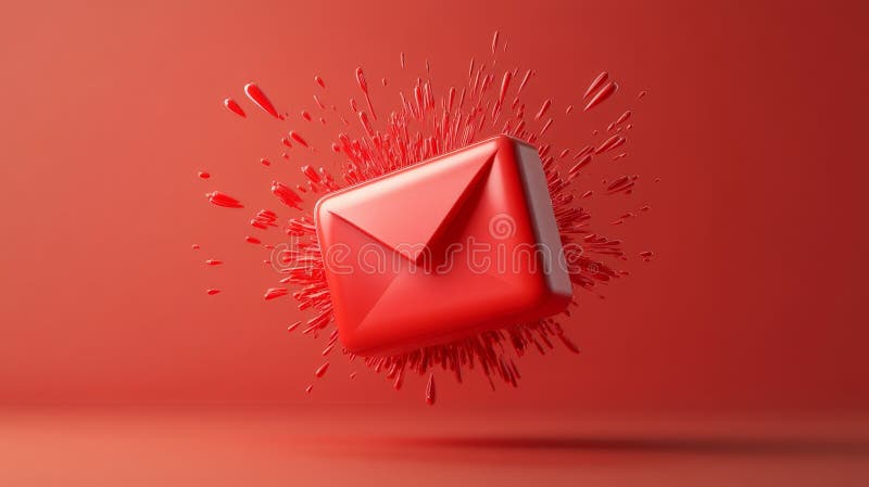 Red Email Icon Exploding on Red Background Symbolizing Urgent ...