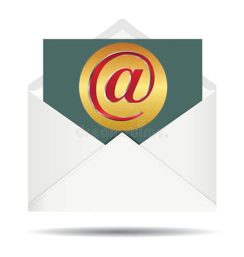 Red Email Sign on Gold Plate and Opened White Envelope Stock Vector ...