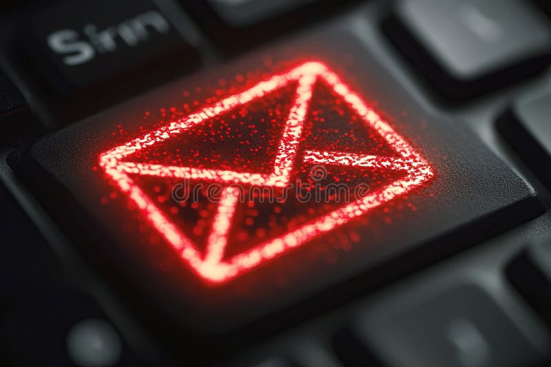 Red Email Symbol on Keyboard Key Illuminated in Digital Environment ...