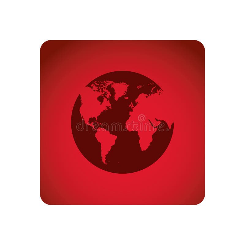 Red Emblem Earth Planet Icon Stock Illustration - Illustration of ...