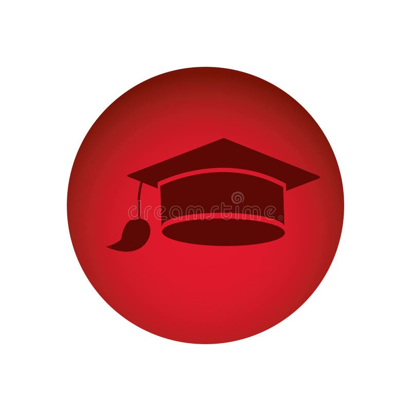 Red Emblem Graduation Hat Icon Stock Illustration - Illustration of ...