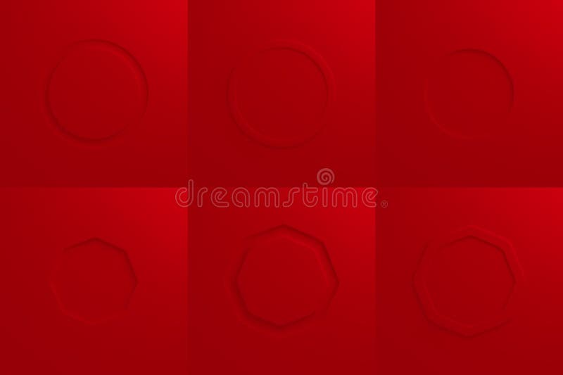 Red Embossed Geometric Frames Set Stock Illustration - Illustration of ...