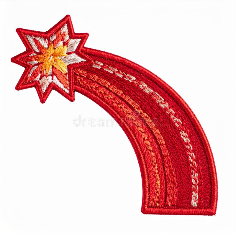 Red Embroidered Shooting Star Patch on White Background Stock ...
