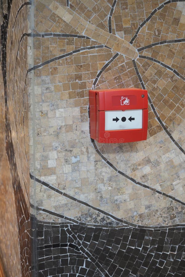 Red Emergency Box on Tiled Wall in Public Area Stock Photo - Image of ...