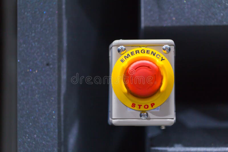 The Red Emergency Button or Stop Button for Hand Press. STOP Button for ...