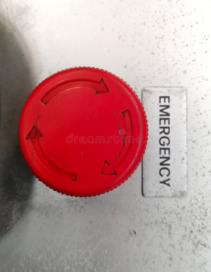 Red Emergency Button Which is Used To Stop the Operation of a Machine ...
