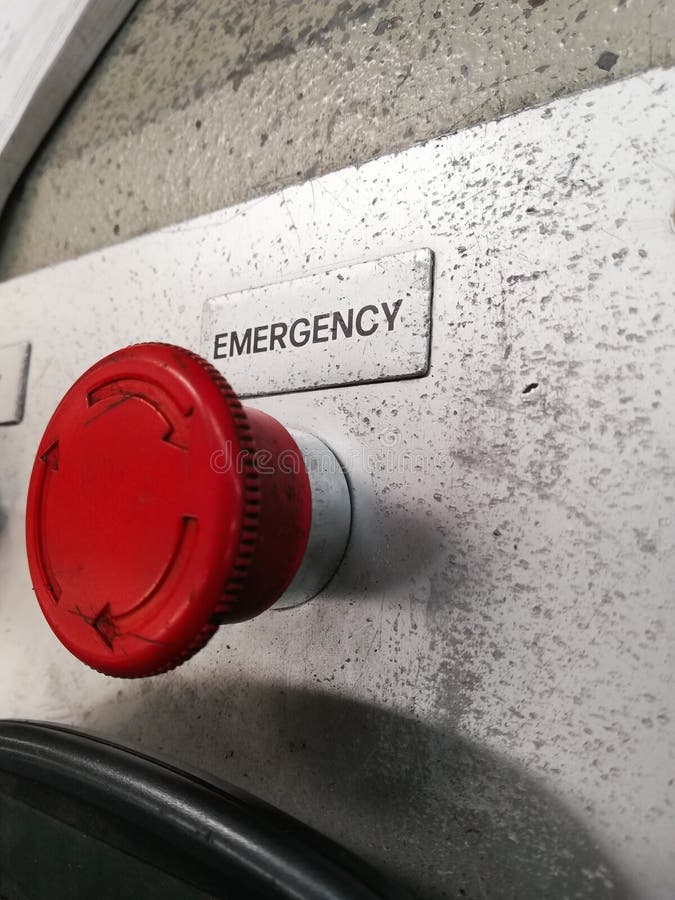 Red Emergency Button Which is Used To Stop the Operation of a Machine ...