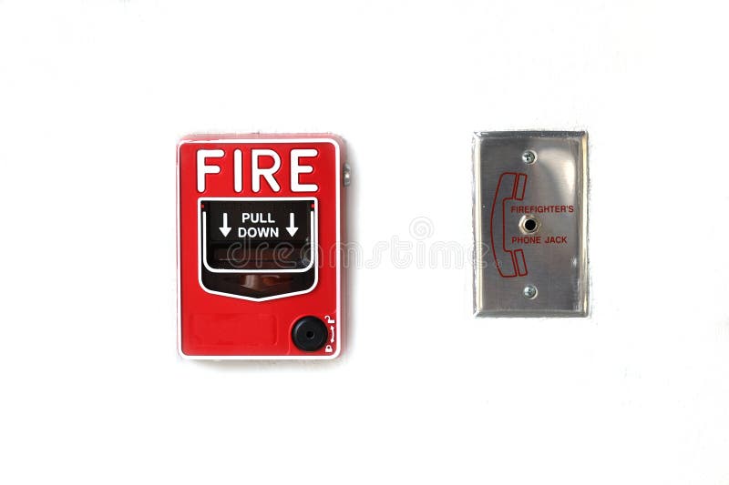 Red Emergency Fire Alarm with Plug Fire Fighter Telephone Stock Image ...