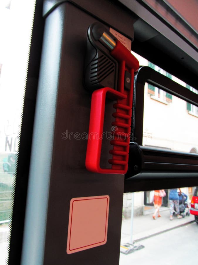 Red Emergency Hammer for Break Glass Windows Stock Photo - Image of ...