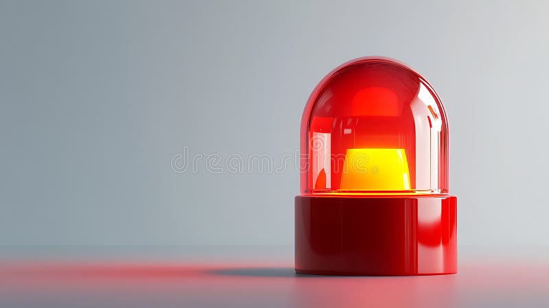 Red Emergency Light Beacon Illuminates with Bright Yellow Glow Stock ...