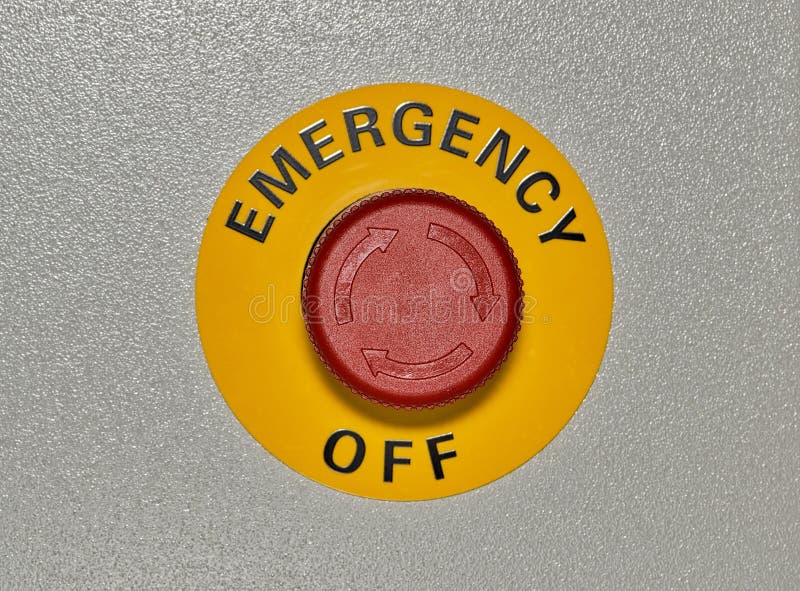 Red Emergency Off Button Dial on Machinery. Stock Image - Image of work ...