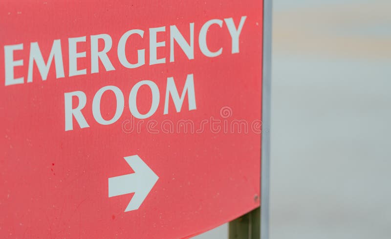 Red EMERGENCY ROOM Sign in a Hospital Stock Image - Image of safe, room ...