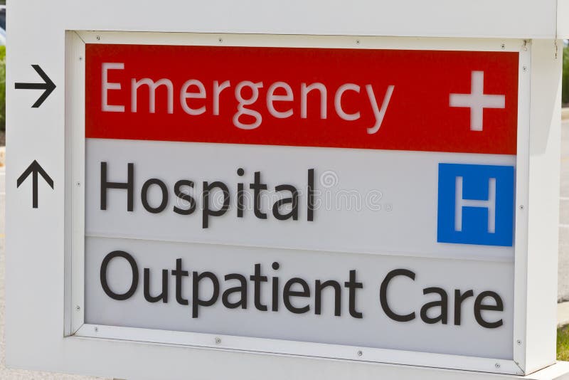 Red Emergency Sign at a Hospital Stock Photo - Image of enter, entrance ...