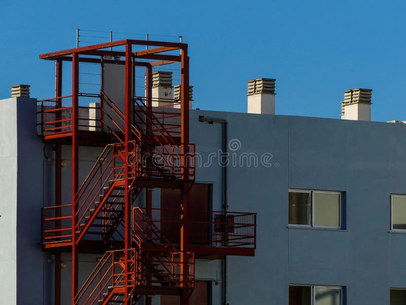 Red Emergency Staircase in a Building Stock Photo - Image of staircase ...