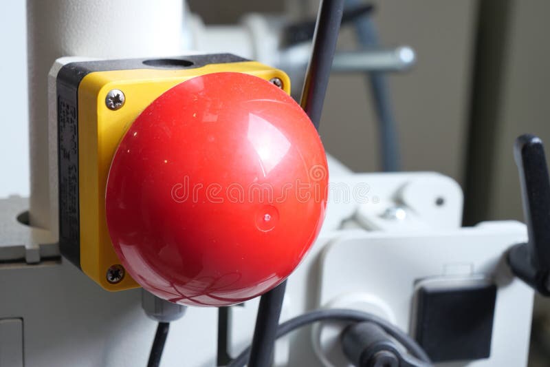 Red Emergency Stop Button Machinery Workshop Setting Stock Photos ...