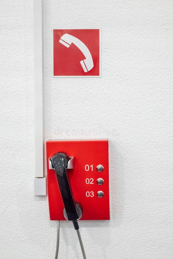 The Red Emergency Telephone in the Office Building. Telephone System ...