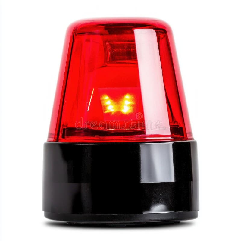 Red Emergency Warning Light Isolated on White Background Stock ...