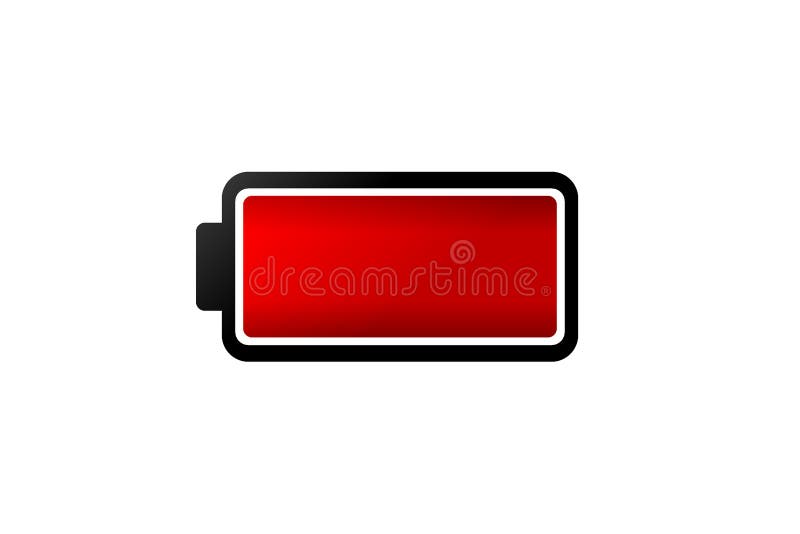 Red Empty Battery Icon Indicator Isolated on a White Background Stock ...