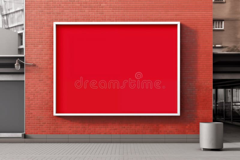 Red Empty Billboard on a Red Brick Wall Stock Illustration ...