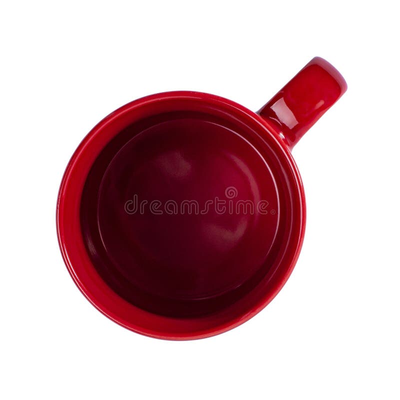 Red Empty Ceramic Mug on White Isolated, Top View Stock Image - Image ...
