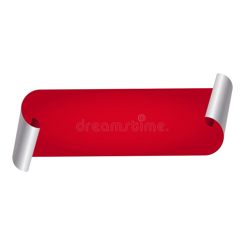 Red Empty Curl Paper Tag or Banner on White Stock Illustration ...